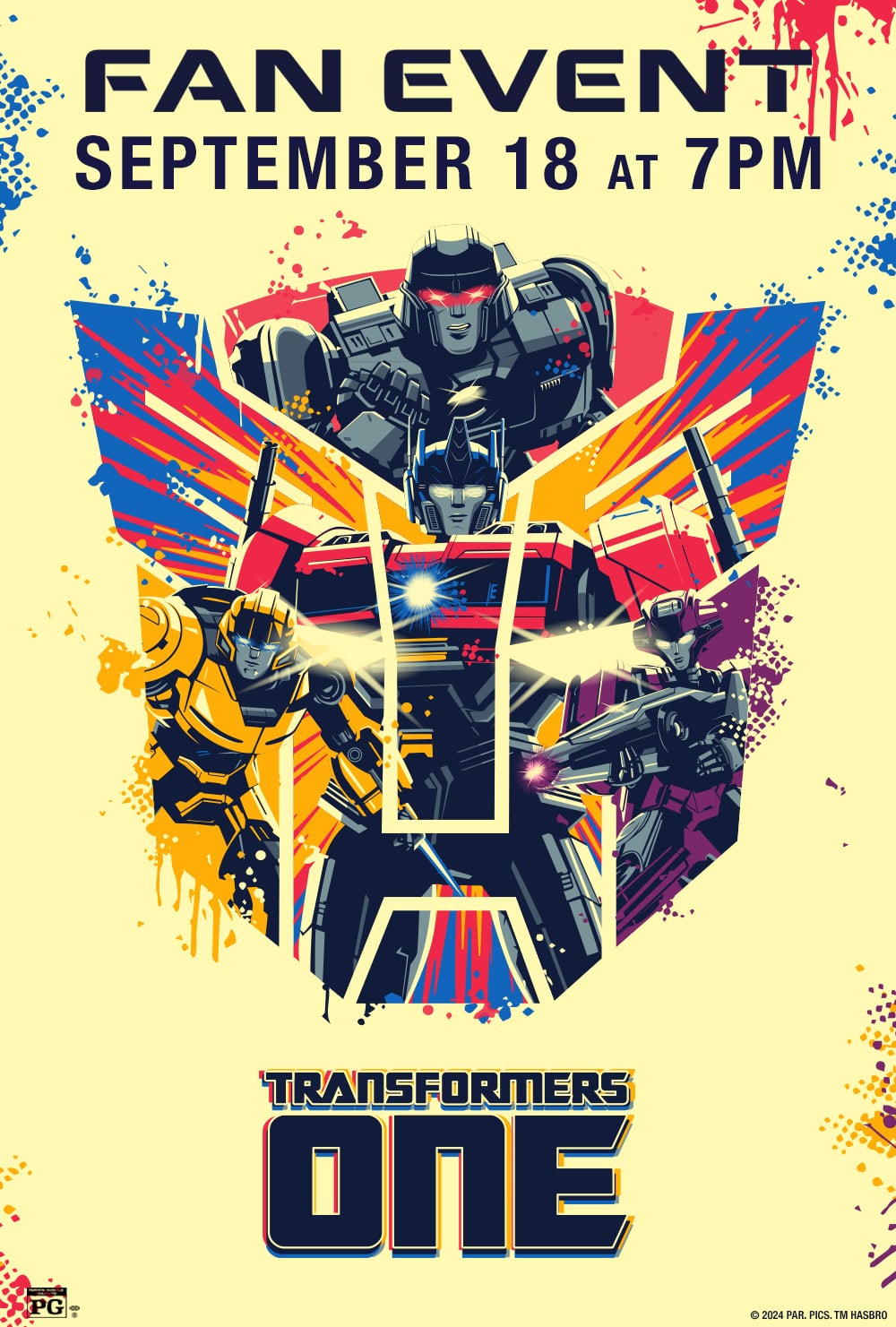 Transformers One: Fan Event movie showtimes at an AMC Theatre near you.